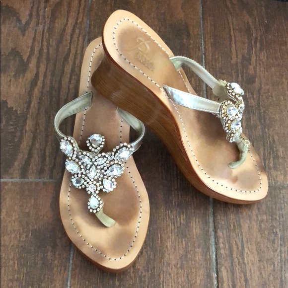 pasha | Shoes | Pasha Mystique Jeweled Wedge Sandals 9 | Poshmark